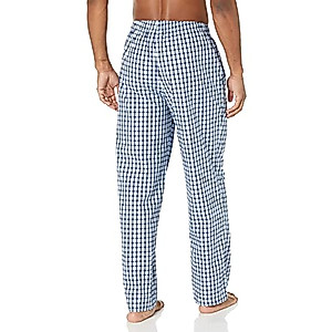 Amazon Essentials Men's Straight-Fit Woven Pajama Pant, Light Blue White Plaid, Medium