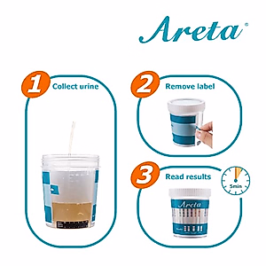 Areta 14 Panel Drug Test Cup Kit with Temperature Strip, Instant Testing 14 Drugs Buprenorphine (BUP),THC,OPI 2000, AMP,BAR,BZO,COC,MET,MDMA,MTD,OXY,PCP,PPX,TCA-#ACDOA-1144-25 Pack