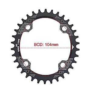 High Strength Bicycle Chainring Unique Teeth Design Oval Bicycle Chainring Lightweight Compatible Road Bikes Mainstream Bike for Mountain Bikes for Bike(Ellipsoid Black, 34T)