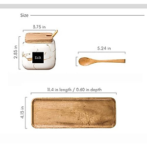 Ceramic Spice Container with Bamboo Lid - Porcelain White