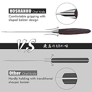HOSHANHO Kitchen Knife in Japanese Steel AUS-10, High-Class Chef's Knife 8 inch Professional Cooking Knife, Non-slip Ultra Sharp Knife with Ergonomic Handle