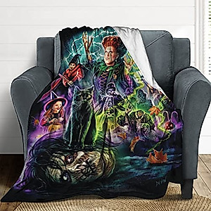 Hocus Pocus Flannel Throw Blanket,Ultra-Soft Blankets,Witch Fleece Blankets Comfortable Warm Suitable for Couch Sofa Bed Home All Seasons Gifts for Women ＆ Men 50x40 inch (Black 1, 50"X40")