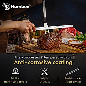 Humbee 14 inch Carving Knife Razor Sharp Blade with Granton Edge for Cutting Smoked Brisket, BBQ Meat, Turkey