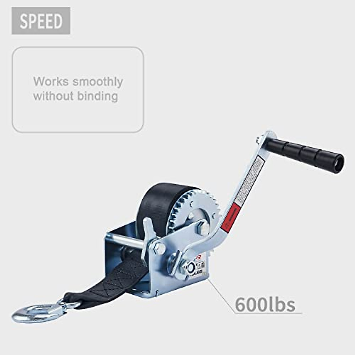 OPENROAD 600lbs Hand Winch Boat Winch, Hand Crank Winch with 6m (20ft) Strap Manual Winches, Two-Way Adjustable Boat Trailer Winch, Corrosion Resistant Towing Winches (600lbs)