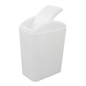 Xowine 4.2 Gallon Plastic Trash Can, Small Garbage Can with Swing Top Lid, White