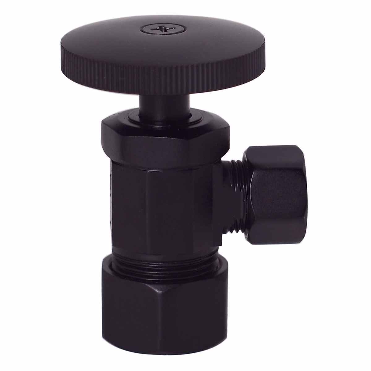 Westbrass Round Handle Angle Stop Shut Off Valve, 1/2" Copper Pipe Inlet with 3/8" Compression Outlet, Oil Rubbed Bronze, D105-12