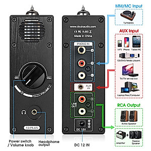 XXXDXDP Mini Vacuum Tube Preamp MM/MC Phono Stage for Turntables Pre-Amplifier Desktop Headphone Amp