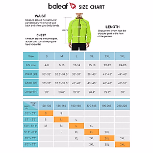 BALEAF Mens Cycling Rain Jacket Windbreaker Waterproof Running Gear Golf Mountain Biking Hood Lightweight Reflective Yellow 3XL