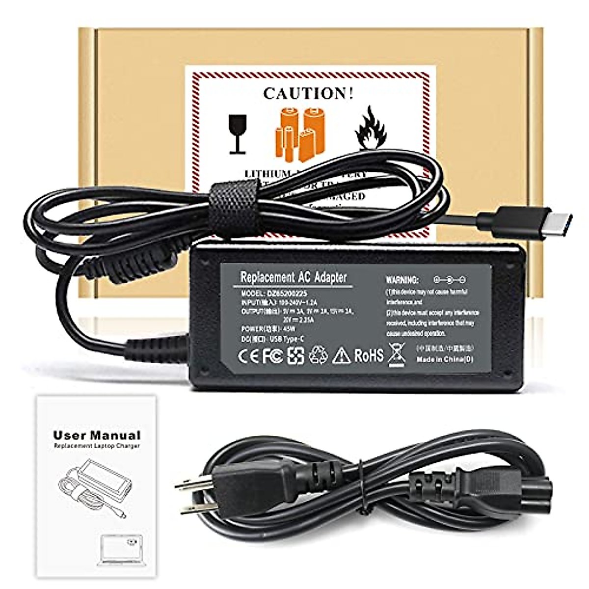 Shareway 45W Type C USB C Replacement AC Adapter Charger Compatible with HP/Dell/Samsung/Acer/Sony/Toshiba Laptops Smart Phones Type-C Notebook Type-C Tablets Google Pixel
