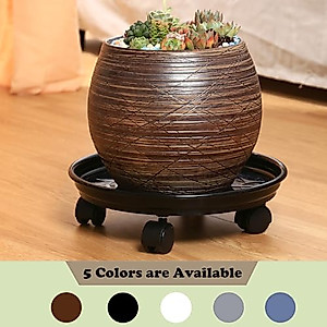 6 Packs Plant Caddy with Wheels 12" Plastic Rolling Plant Stands Heavy-Duty Plant Dolly with Casters Indoor and Outdoor Plant Roller Base Large Heavy Plant Pot Saucers with Wheels Plant Mover, Black