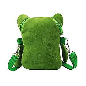 ANKOMINA Women Kids Cute Plush Frog Crossbody Bag Small Cell Phone Wallet Coin Purse Bag Shoulder Handbag