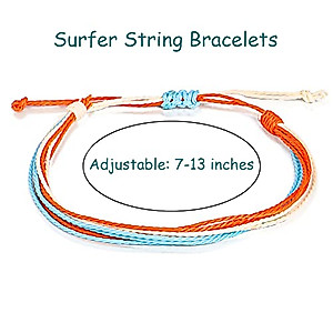 Palotay 15PCS Summer Surfer String Woven Anklet Bracelets Adjustable Handmade Waterproof Braided Bracelet String Beach Boho Anklet Bracelets Friendship Colorful Woven Rope Jewelry for Women Girls 16PCS Color