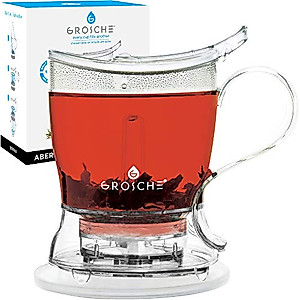 GROSCHE Aberdeen PERFECT TEA MAKER Tea pot with coaster, Tea Steeper, Easy Tea Infuser, 17.7 oz. 525 ml, EASY CLEAN Tea Steeper, BPA-Free teapot