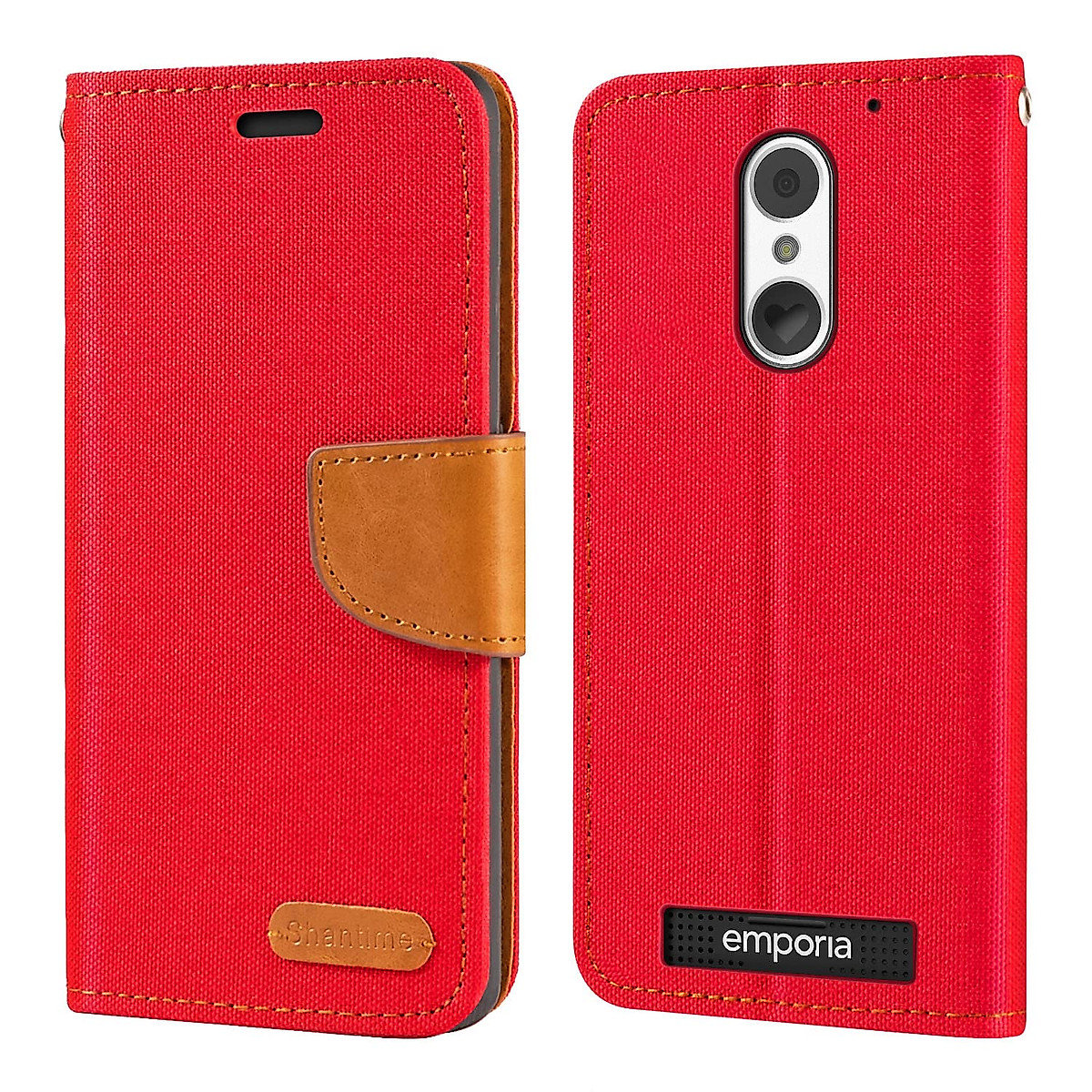 for Emporia Smart 4 Case, Oxford Leather Wallet Case with Soft TPU Back Cover Magnet Flip Case for Emporia Smart 4 (4.95”) Red