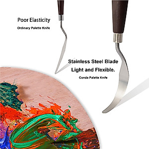 CONDA Palette Knife Painting Stainless Steel Spatula Palette Knife Oil Paint Metal Knives Wood Handle (Red 5 Piece)