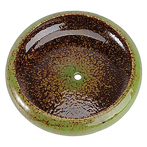 Succulent Pot, 18cm Ceramic Flower Pot with Drain Hole Round Glazed Planter, Hydroponic Gardening Pot Bonsai Pots for Cactus, (Green)