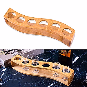 Coasta Shot Glass Holder Set-1Oz/30Ml Shot Glass Set Bamboo Shot Glass Holder, 6Pcs Shot Glass Set, Perfect for Party, Bar