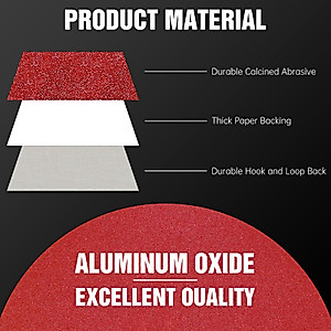 Pukamam 170 Pcs 5 inch Sanding Discs 40 60 80 120 180 240 320 400 600 Grit 8 Hole Hook and Loop Round Sandpaper for Random Orbital Sander