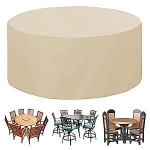 XYXH Round Patio Table and Chairs Cover 64" D x 31" H, Outdoor Garden Furniture Covers, Furniture Covers Waterproof, Heavy Duty Oxford Fabric Windproof, for All Weather Protection