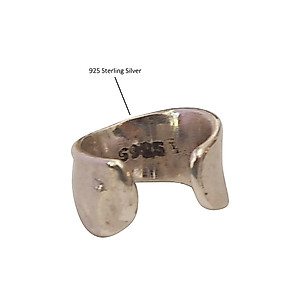 Handmade Single Wide Band Adjustable Ear Cuff, Sterling Silver Clip On Ear Cuffs Non Piercing Huggie Earrings for Women, Wide A-Symmetrical Curved Band Dainty Fake Ear Cartilage Clips, By MiYa Jewelry