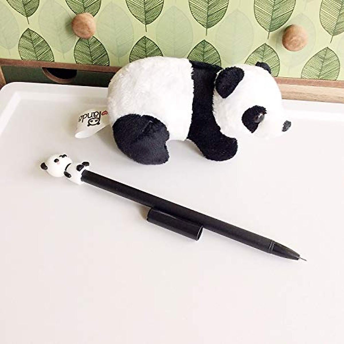 12pcs 0.5mm Cute Kawaii Animal Panda Pens Black Ink Gel Pens Fine Point Roller Pens (White)
