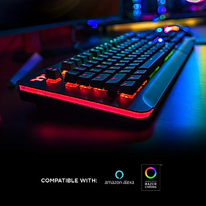 Thermaltake Level 20 RGB Black Aluminum Gaming Keyboard Razer Green Switches, 16.8M Color RGB, 32 Color Zone Options, Alexa Voice Control & Razer Chroma Sync Compatible, KB-LVT-RGBRUS-01