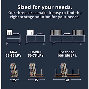 Durable Vinyl Record Storage Holder for 75 LPs, Solid Walnut Vinyl Record Stand with Built-in Now Playing Display, Sleek Vinyl Record Holder & Display for Albums
