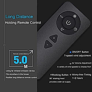 Wall Mounted Bladeless Desk Fan-Metal,3-Speed Office/Bedrooms Floor Fan,with Remote Control/Timer,Quiet Cooling Air Industrial Electrical Fan(Silver/Black/White)