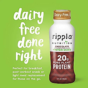 Ripple Vegan Protein Shake, Chocolate 12 Fl Oz (12 Pack) & Ripple Vegan 8 oz Dairy-Free Milk, Chocolate (12 Pack) | 24 Pack