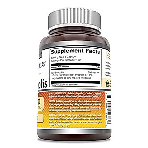 Amazing Formulas Bee Propolis Supplement | 600 Mg Per Serving | 120 Capsules | Non-GMO | Gluten Free | Made in USA