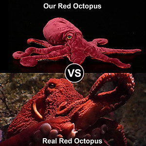 ZHONGXIN MADE Simulation Octopus Plush Toy -Red Soft Real Life Octopus Stuffed Animal Toys, Lifelike Deep Sea Creeping Animal Octopuses Plush Toys for Children Boys Girls (18 inch)