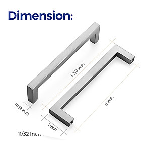 Ravinte 30 Pack Solid 5 Inch Center to Center Slim Square Bar Drawer Handles Kitchen Cabinet Handles Brushed Nickel Drawer Pulls Kitchen Cabinet Hardware Kitchen Handles Cabinet Pulls