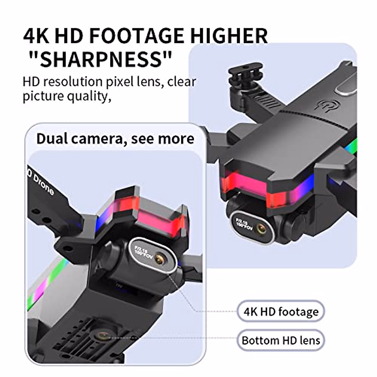 Mini Drone with Daul 4k Hd Fpv Camera Remote Control Toys Gifts with Altitude Hold Headless Mode One Key Start Speed Adjustment 2.4ghz Technology Adopted for Anti-Interference