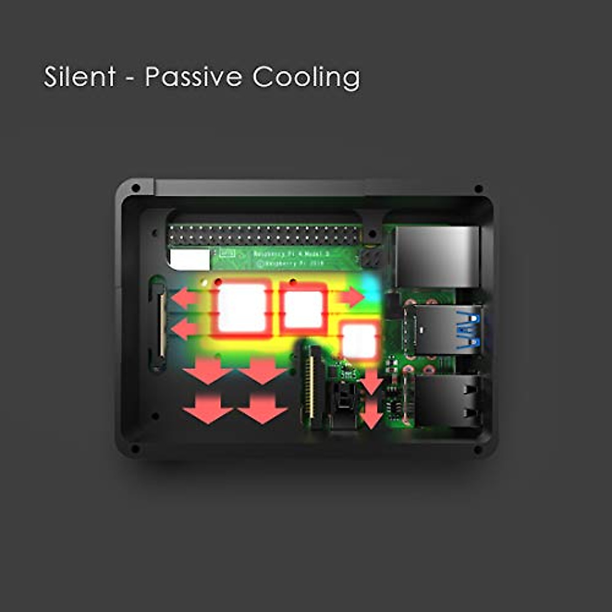 anidees Aluminum Heat Sinks fanless Pi Case with Silicone Thermal Pad for Raspberry Pi 4 Model B Silver (AI-PI4-SG-PRO)