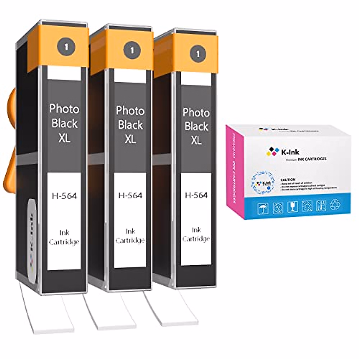 K-Ink Compatible Ink Cartridges Replacement for HP Photo Black 564XL 564 XL (3 Small Thin Photo Black)