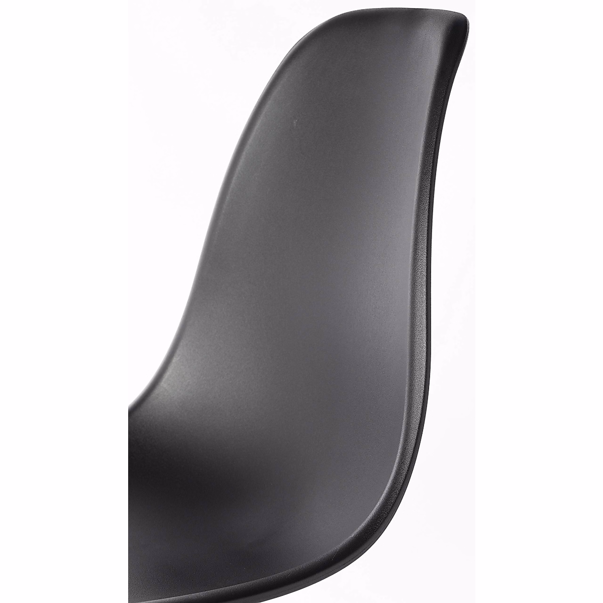 Fabulaxe Mid-Century Modern Style Plastic DSW Shell Dining Chair with Solid Beech Wooden Dowel Eiffel Legs, Black