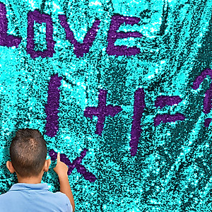 VACVELT Flip Sequin Fabric by The Yard, Half Yard Reversible Sequin Fabric, Turquoise + Purple Glitter Fabric Sparkly Mermaid Sequin Fabric for Graffiti, Bridal Dress, Wedding Decorations, Sewing