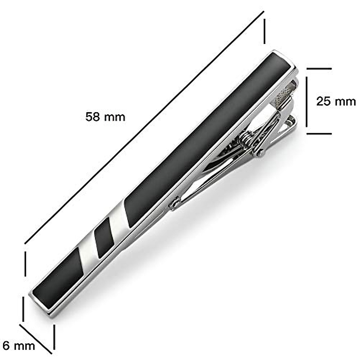 MOZETO Tie Clips for Men, Classic Style Silver Tie Bar Set for Regular Ties Luxury Box Gift Ideas