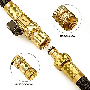 Gsinodrs Garden Hose Quick Connect Fittings, Brass Hose Quick Connectors, 3/4 Inch GHT Quick Connector Fittings, Leak Proof Water Hose Male Female Adapters, 2 Sets with 4 Rubber Gaskets