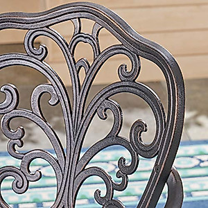 Christopher Knight Home Zona Outdoor 5 Piece Cast Aluminum Dining Set, Shiny Copper