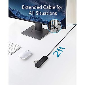 Anker USB Hub 4-Port USB 3.0 Hub,USB Splitter with 5Gbps Data Transfer, Ultra-Slim Data USB Hub [Charging Not Supported], USB Extender for MacBook, iMac, Surface, Mobile HDD, and More (USB-A, 2 ft)