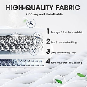 HYLEORY California King Size Waterproof Mattress Protector Viscose Made from Bamboo Cooling Mattress Pad Cover Breathable Soft 3D Air Fabric Noiseless Washable Fitted Sheet with Deep Pocket Up to 21"