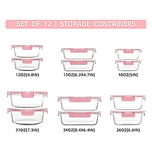 FAWLES 12 Pack Glass Storage Containers with Lids, Leak-Proof Meal Prep Containers, Dishwasher/Microwave/Oven/Freezer Safe Glass Food Storage Containers for Leftovers, to Go