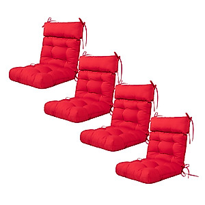 ARTPLAN Patio Chair Cushion,Tufted Adirondack Outdoor Chair Cushion,Wicker High Back Outdoor Seat Cushion,Set of 4,21"X21"X4" (4 Pack)