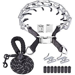 Prong Collar for Dogs, Pinch Collar for Dogs, Adjustable Dog Training Collar with Metal Quick Release Buckle for Small Medium Large Dogs (M Neck: 15"-18''