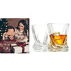 Whiskey Glasses set of 6 Crystal Old Fashioned Rock Glass Scotch Bourbon and Spirits 10 Ounce Liqueur Tumbler Thick Weighted