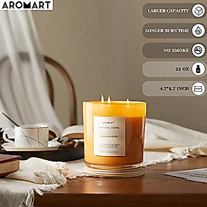 AROMART 3 Wick Large Scented Candles 22 Oz,Sandalwood Aromatherapy Candles for Home Scented, Soy Candles with 8% Essential Oils,Long Burning,Soy Wax Candles Gifts for Women Men