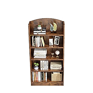 ALISENED 5 Shelf Bookcase, 47" Wood Tall Bookshelf and Bookshelves, Multifunctional Farmhouse Storage Organizer Shelving for Bedroom Library Living Room Home Office, Rustic