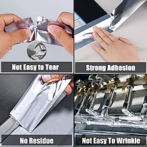 Premium Aluminum Foil Tape, Silver Duct Tape Heavy Duty, Metal, Heat Resistant, Waterproof, High Temperature Sealing Adhesive Tape for Ductwork Dryer Vent HVAC Insulation (2in x 65ft x 3.9mil, 1 Roll)