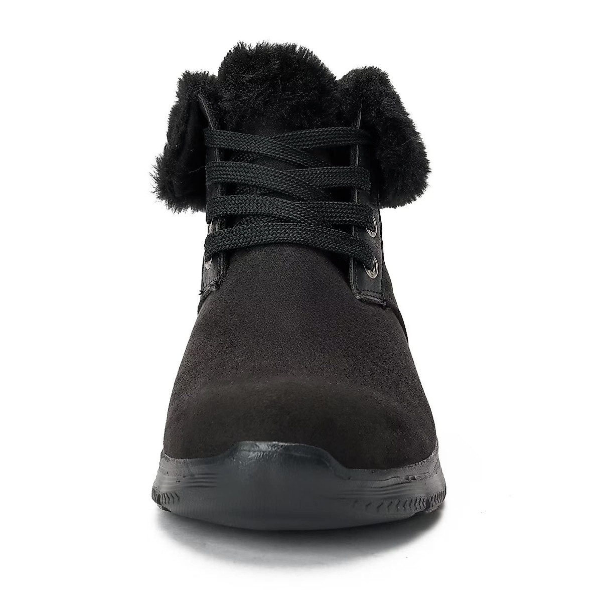 ZZS Women's Winter Snow Ankle Boot-Comfortable Short Booties Outdoor Warm Walking Hiking Shoes Black Size 6.5